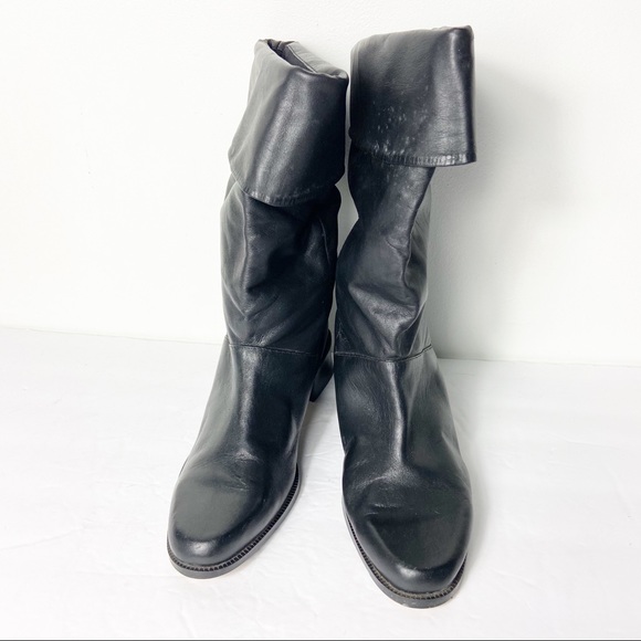 Markon | Shoes | Markon Black Leather Round Toe Mid Calf Boots | Poshmark